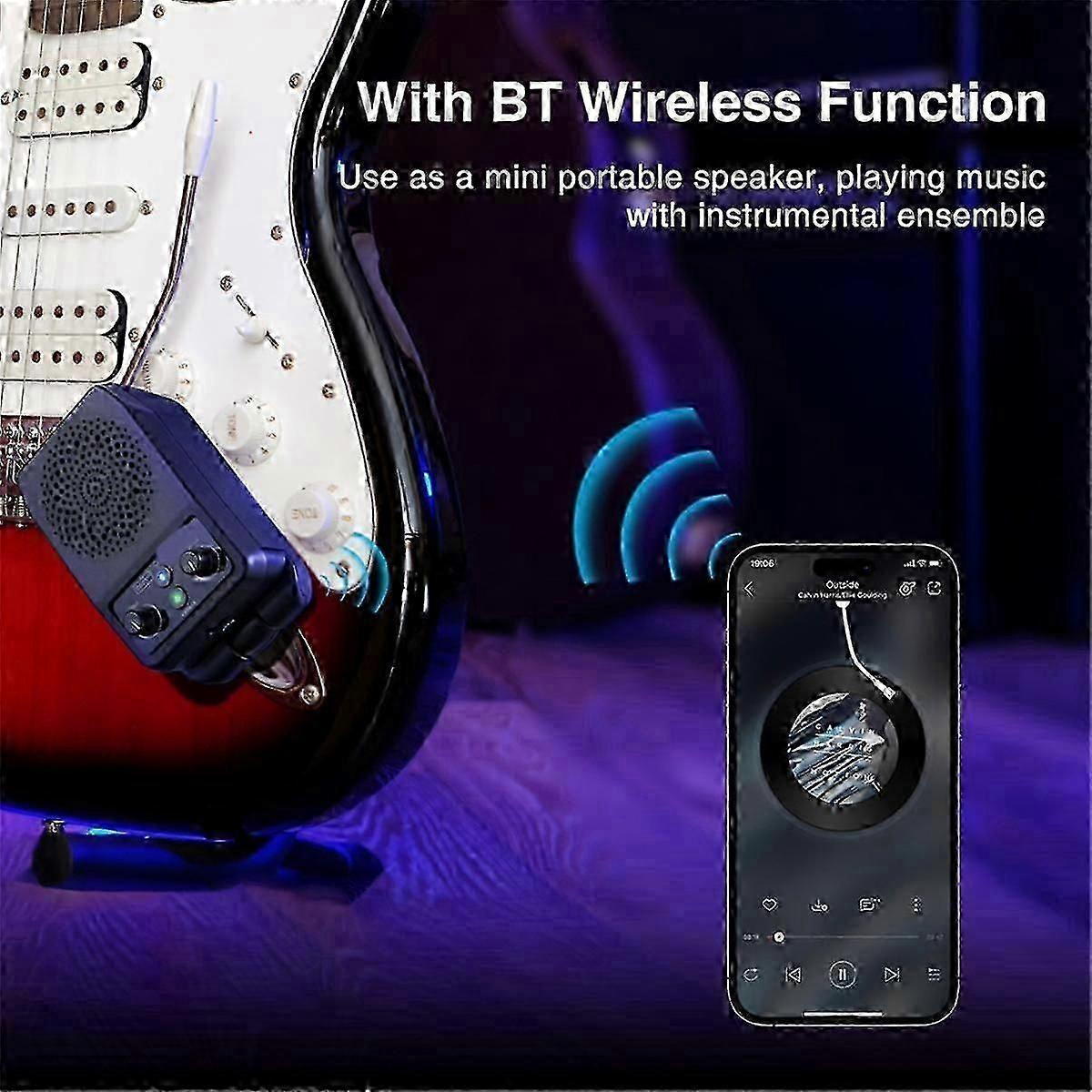 Mini Electric Guitar Amp 5W Portable Guitar Amp Bluetooth Built-in 4 Effects Rechargeable Small ...
