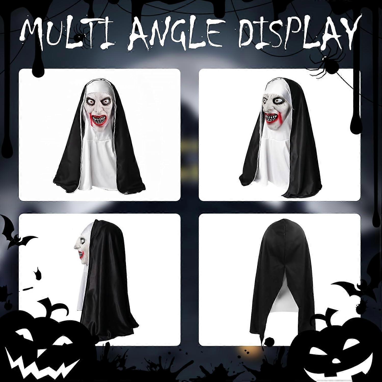 Halloween Horror Mask - Scary Latex Nun Full Head Mask for Adults ...