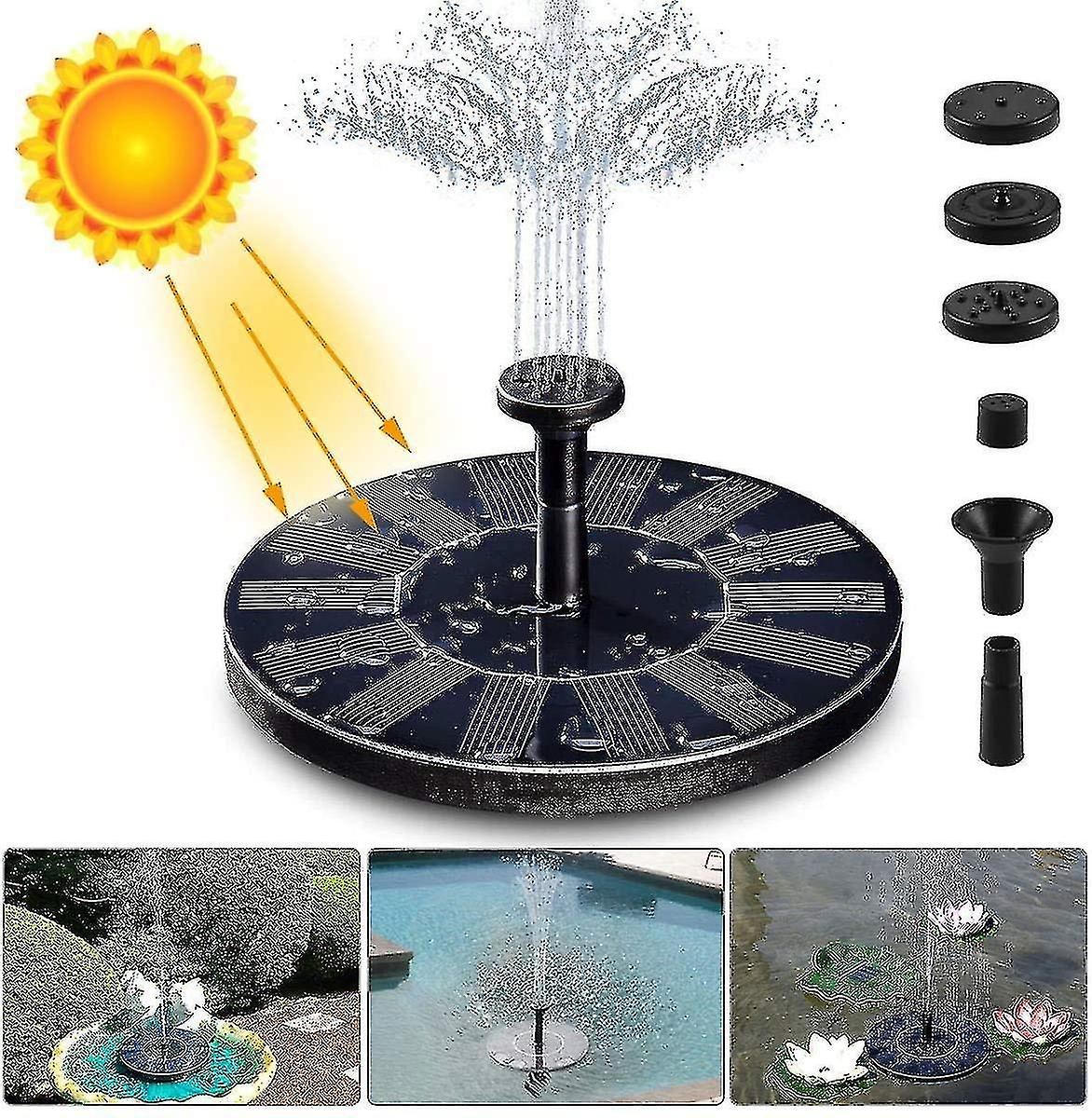 Fontaine solaire, pompe de bassin solaire de 1,4 w avec 4 effets | Pompe à eau solaire maximale ...