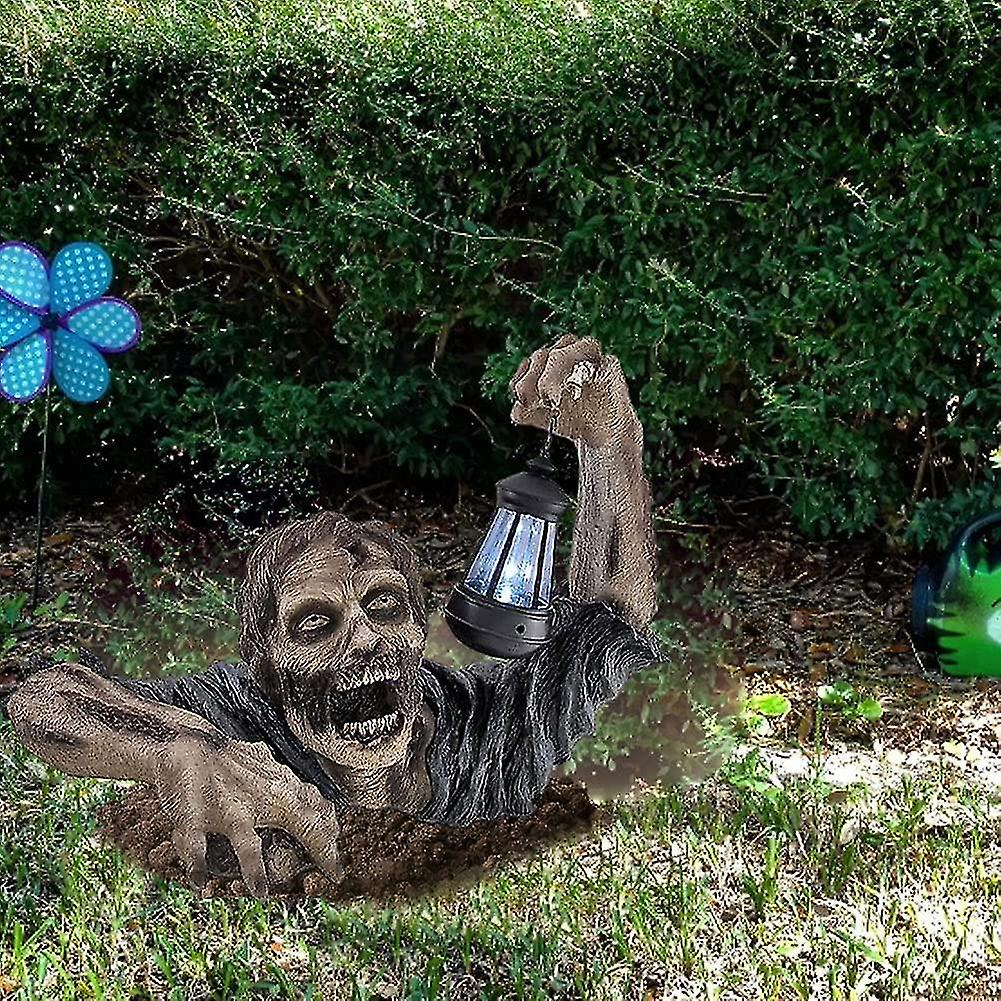 Halloween Crawling Zombie With Led Lantern Zombie Statue Scary Halloween Zombies Sculpture ...