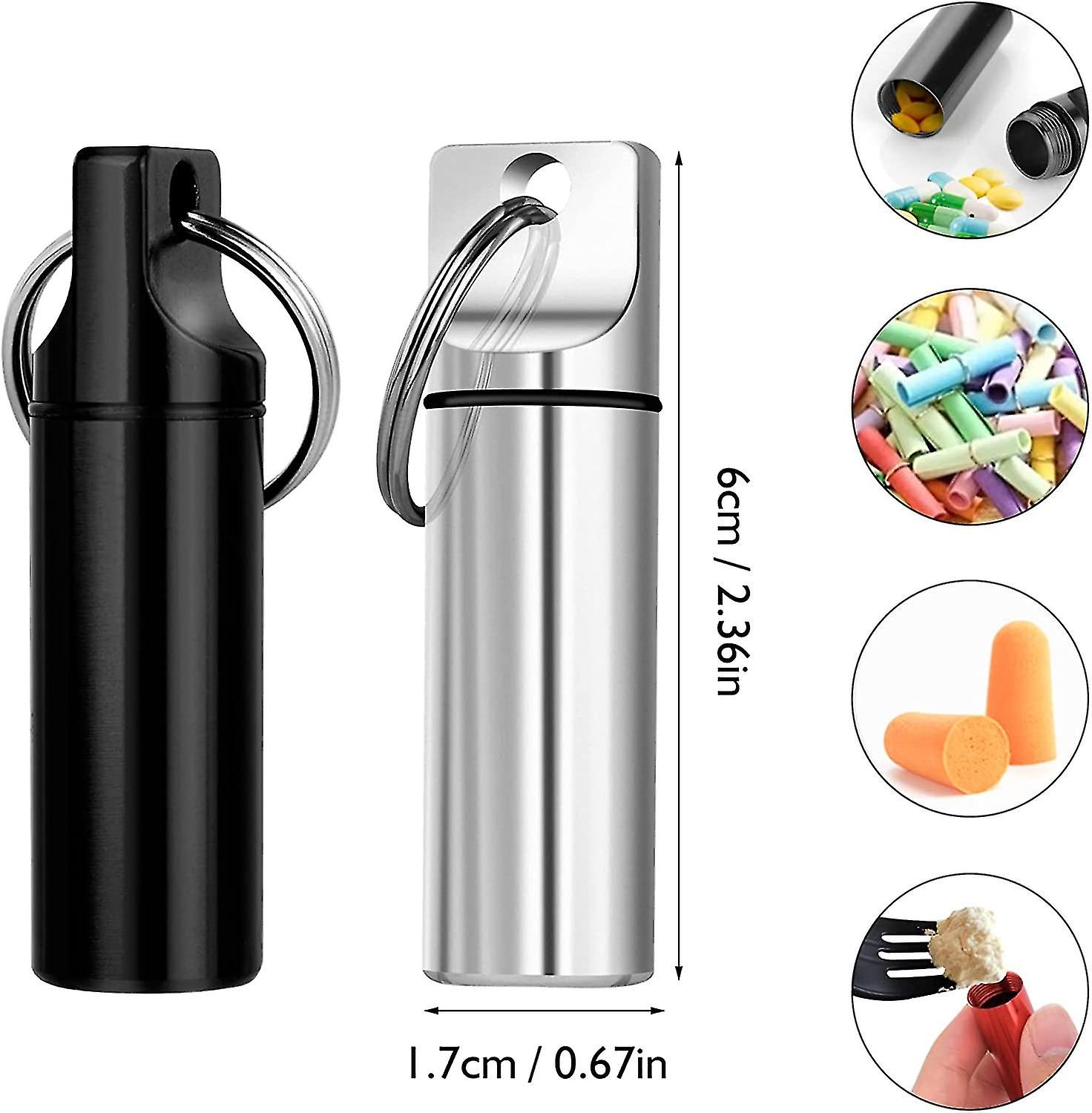 Pack Of 4 Small Pill Boxes, Keyrings,metal Mini Pill Boxes, Waterproof ...