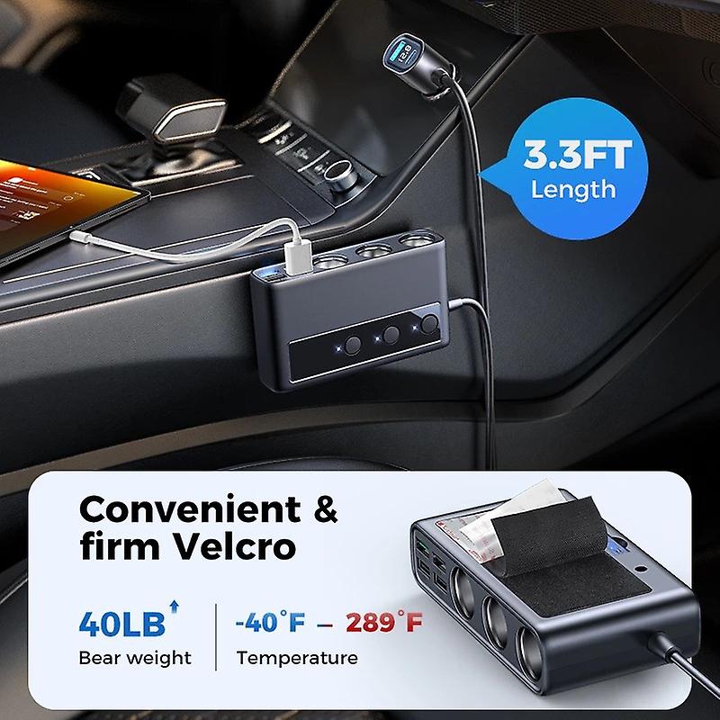 Multi-port Car Charger Splitter 3 Socket Cigarette Lighter Adapter ...