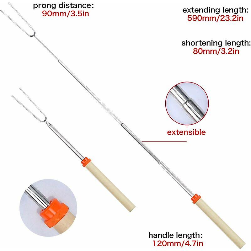 BBQ Marshmallow Skewer Of 8 Telescoping Rotating Expandable Skewers & Hot Dog Fork 32 Cm Kids ...