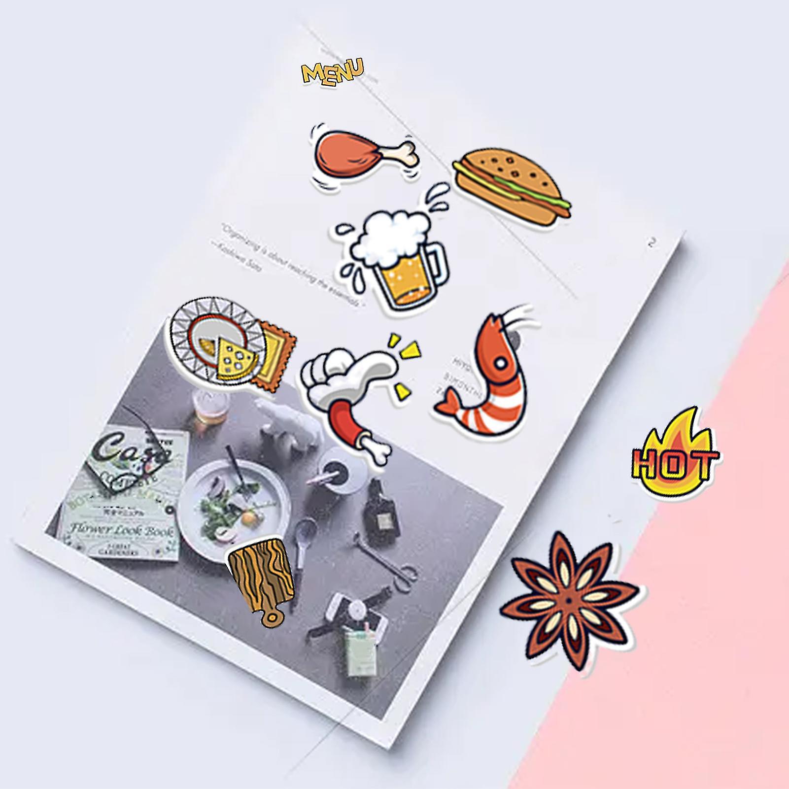 50pcs/set Cartoon Stickers Diverse Gourmet Food Cute Decals Waterproof ...