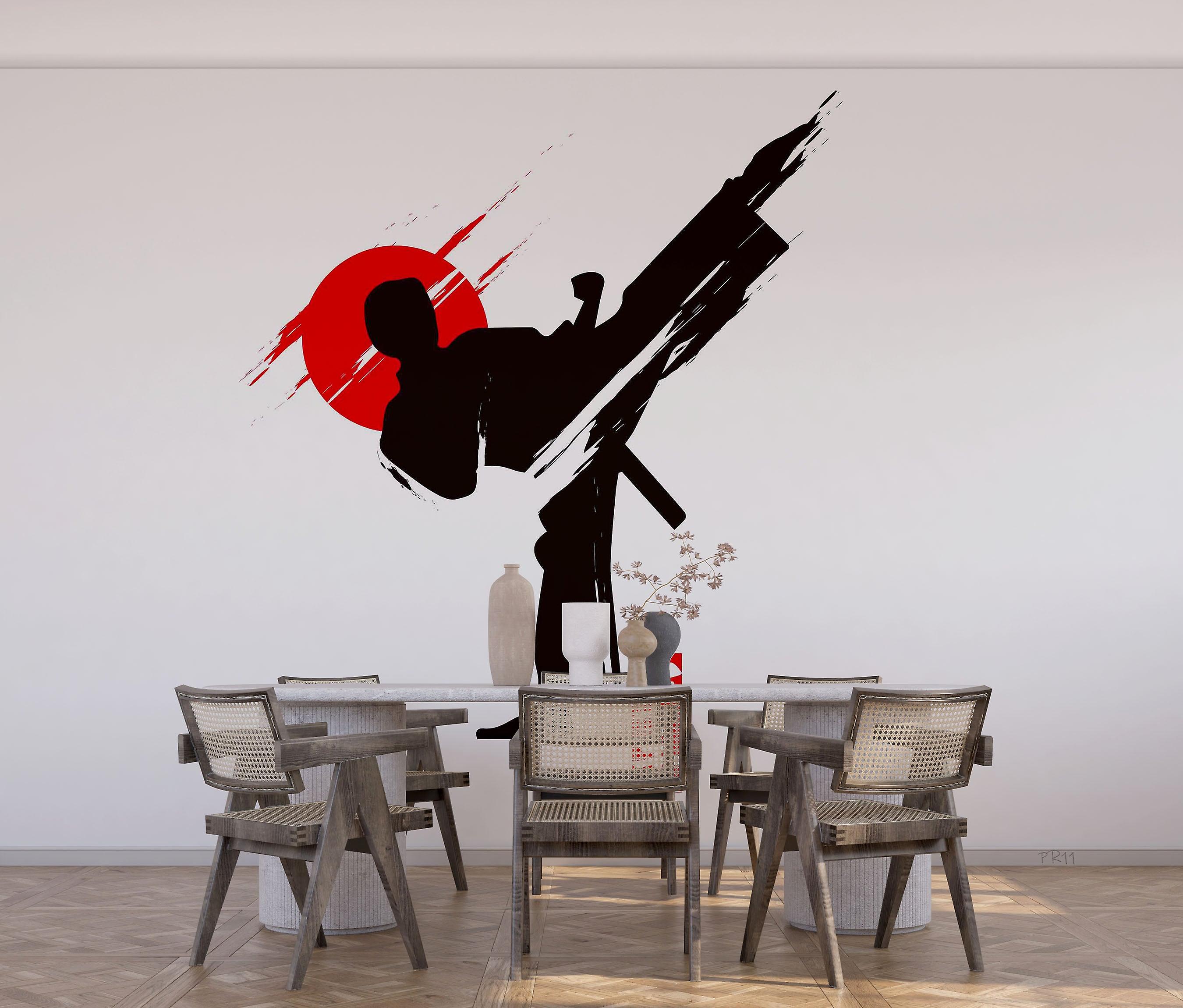 3D martial arts karate silhouette character illustration wall mural ...