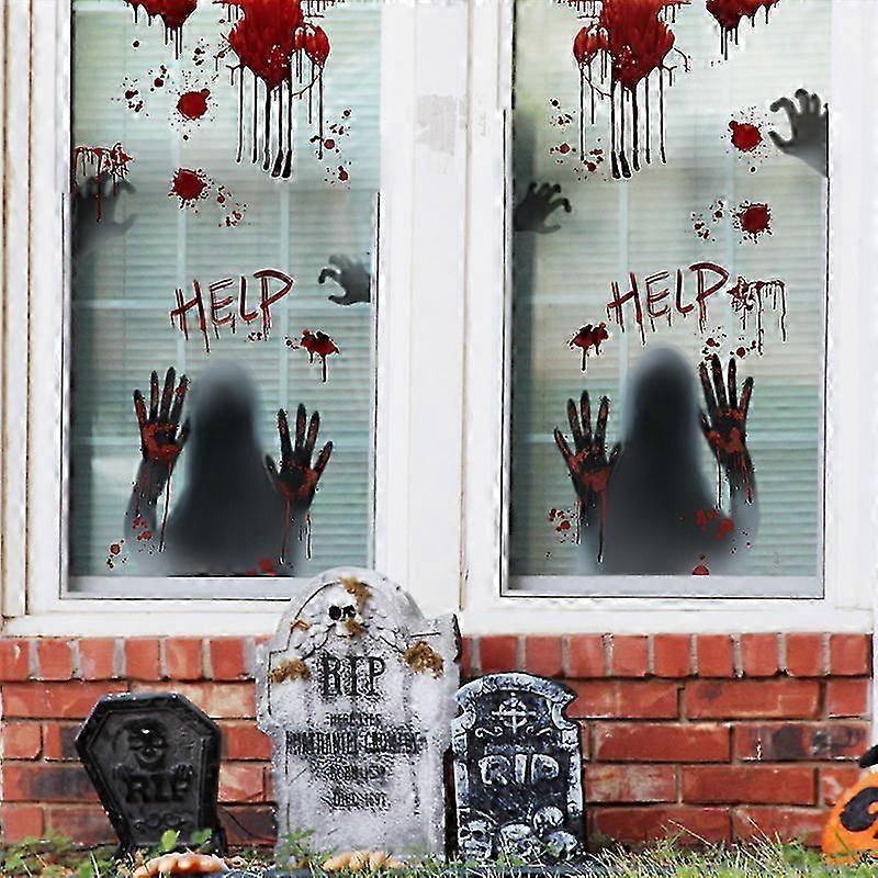 Halloween Window Stickers Bloody Hands Scary Halloween Window Clings ...