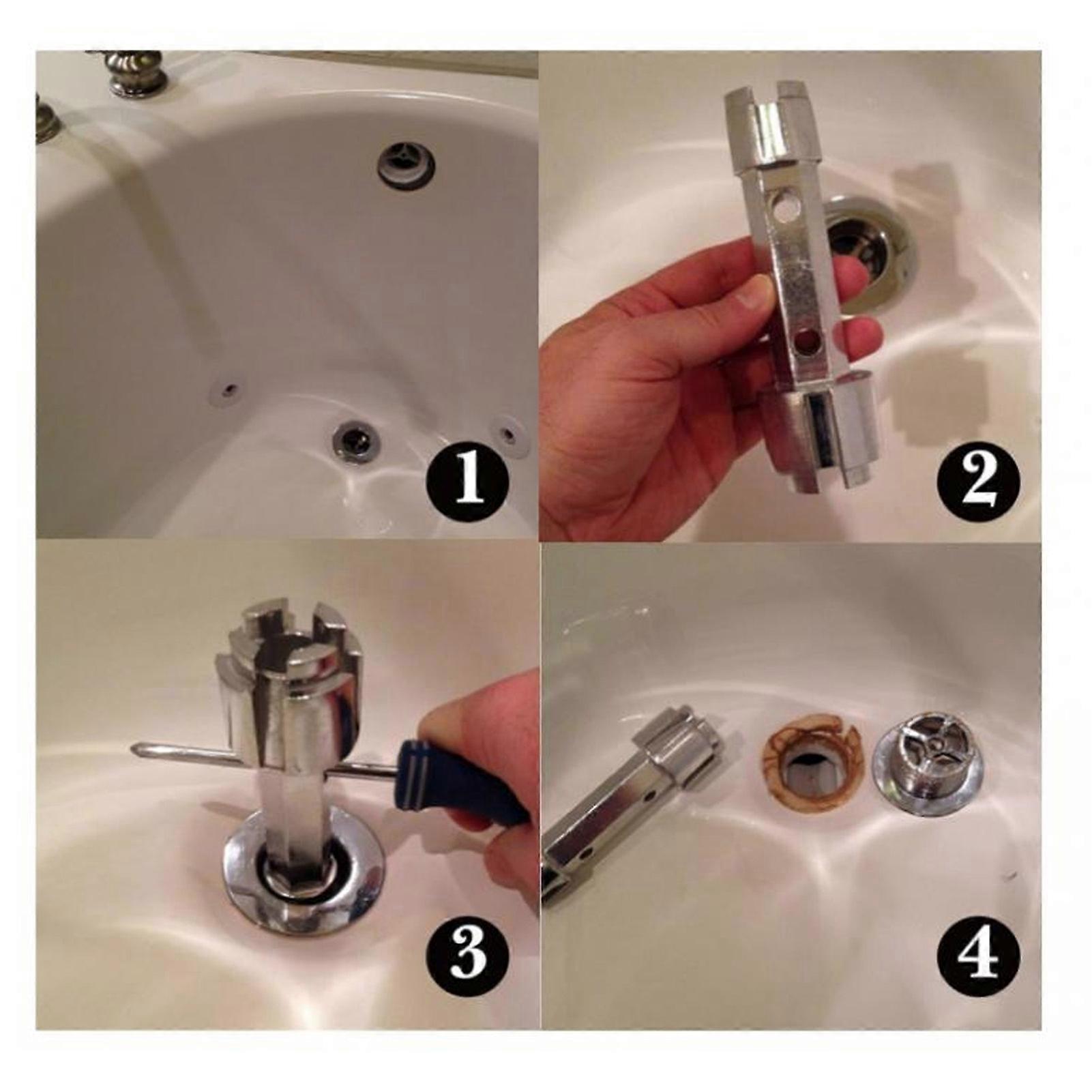Tub Drain Remover Wrench Heavy Duty Bath Plug Removal Tool Double Ended ...