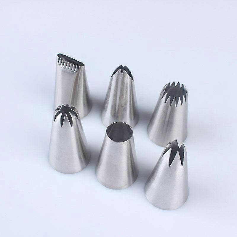 Set of 6 large professional pastry nozzles for decorating cakes and ...