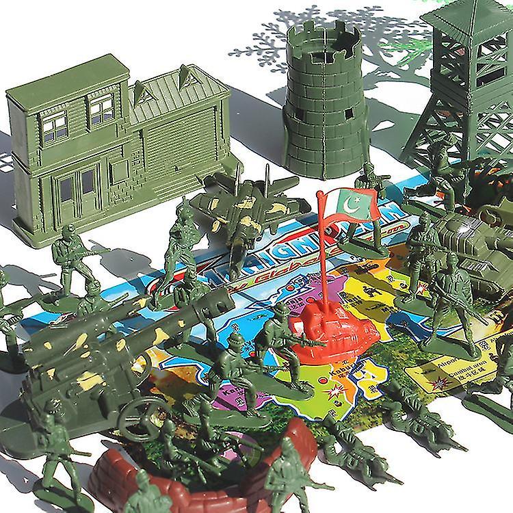 37 Pcs Kids Toys Plastic Military Soldier Army Base Model Army Men ...