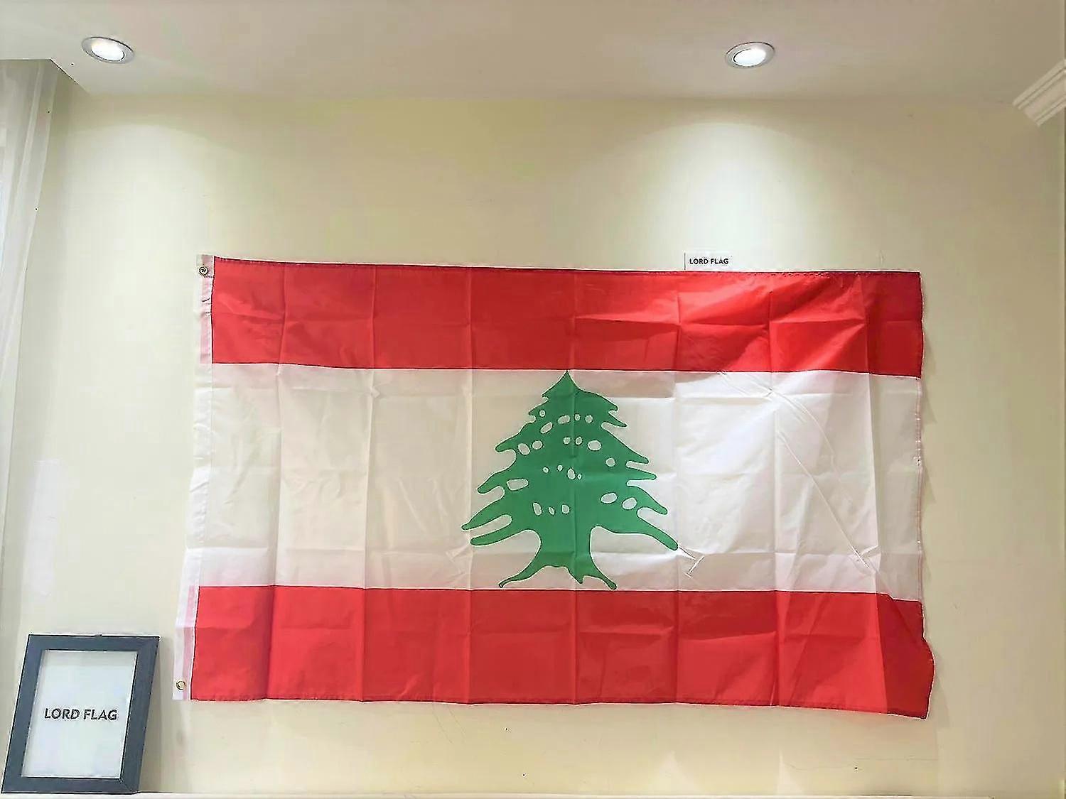 90x150cm/3x5 ft grønt træ Lubnan Lb Lbn Republikken Libanon Flag ...