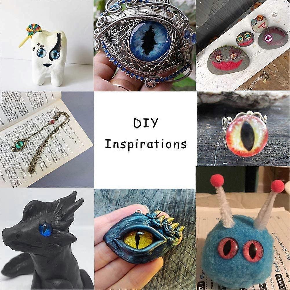 200pcs 50 Colors Doll Eyes Glass Cabochon 10mm Glass Dragon Eye Dome Evil Eye Cat Owl Animal ...