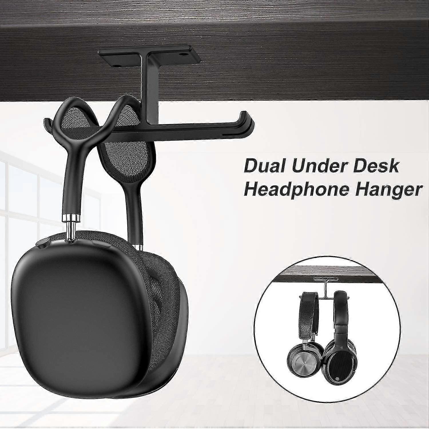 Headphone Holder, Headphone Stand Stick-on Headphone Hanger Dual ...
