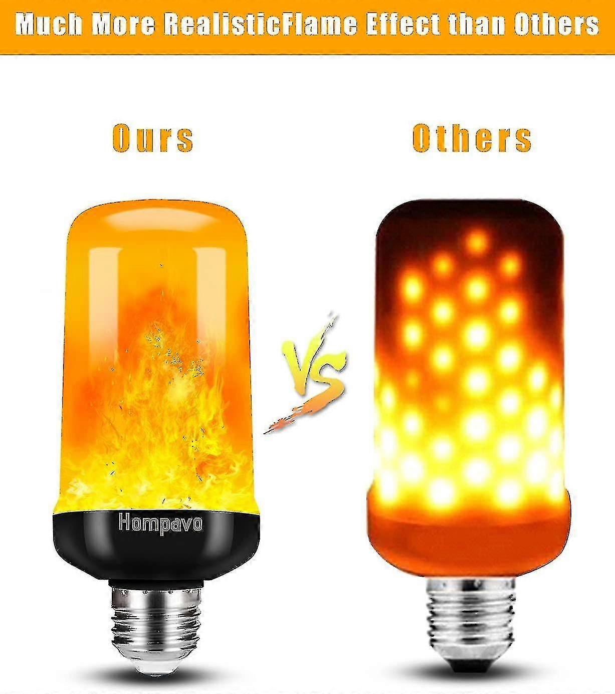 [upgraded] Led Flame Light Bulb, 4 Modes Flickering Light Bulbs, E26 ...