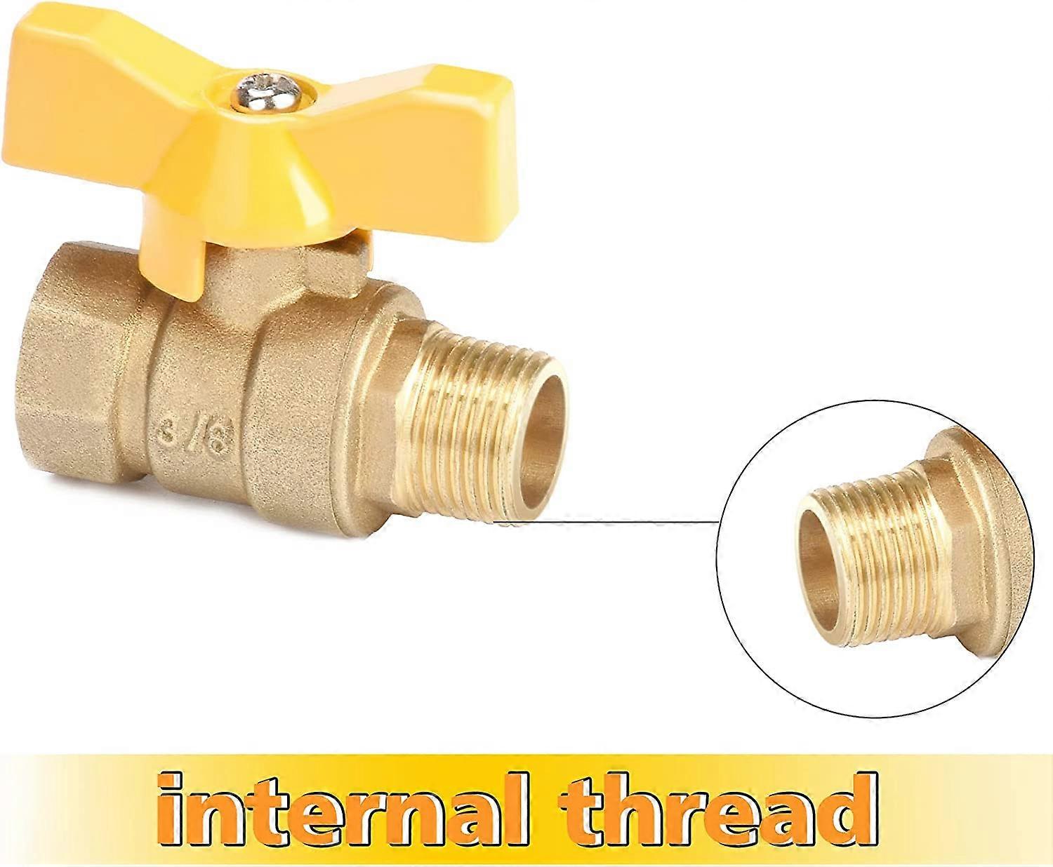 3/8 inch brass ball valve with yellow wing handle - external thread ...