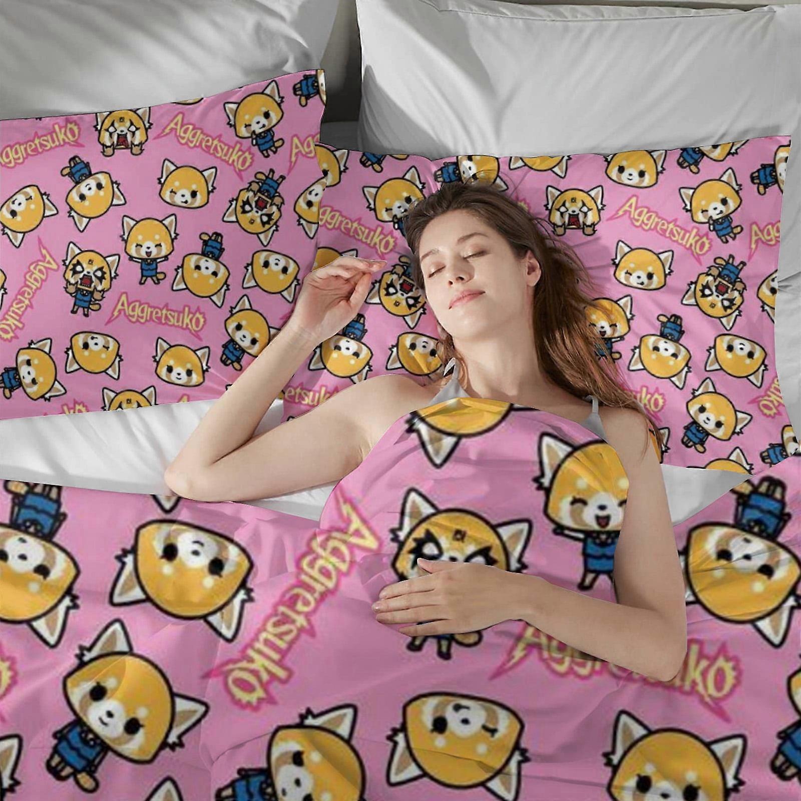 v6084 Bed Sheets Bedding Aggretsuko 3-Piece Bedding Set1 Quilt Cover +2 ...