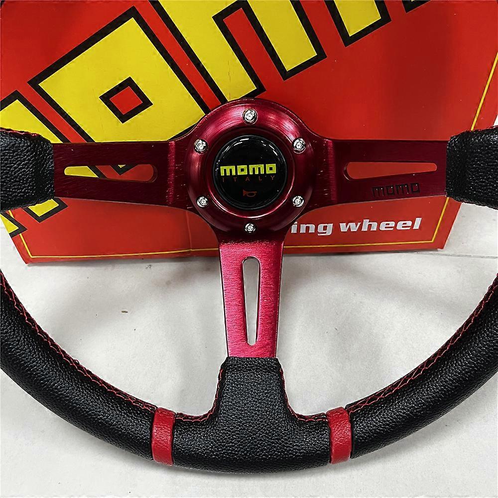 14inch/350mm FOR MOMO pu Leather Deep Dish Drift Sport Steering Wheel Competitive drift modified ...