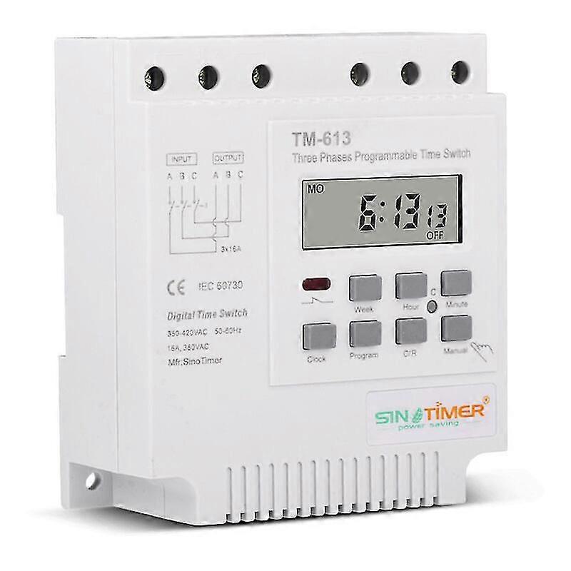 TM-613 Programmable Time Relay 380V/50-60Hz 16A Weekly Relay Power Timer Switch Three Phase ...