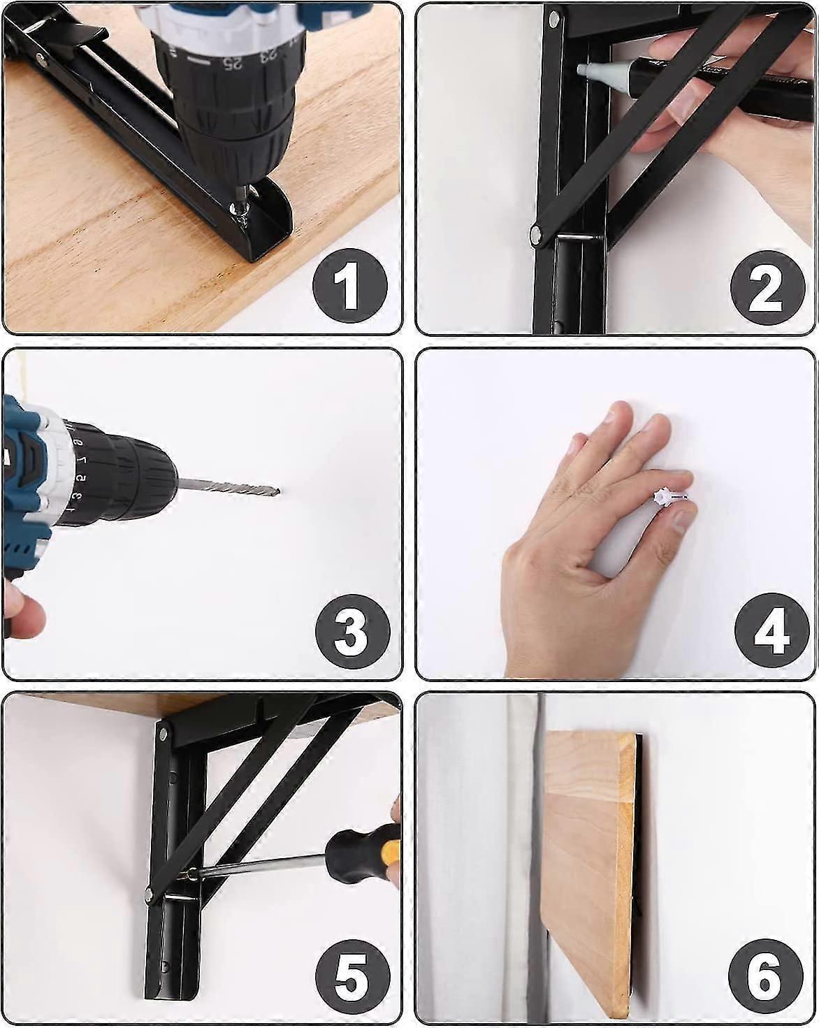 400mm Folding Bracket, 2-Piece Black Folding Console Bracket, Folding ...