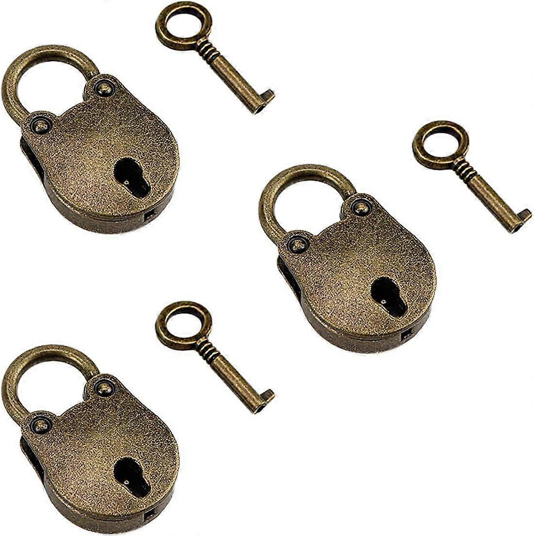 3Set Vintage Padlock Lock Mini Bear Shaped Padlock with Keys,Small ...