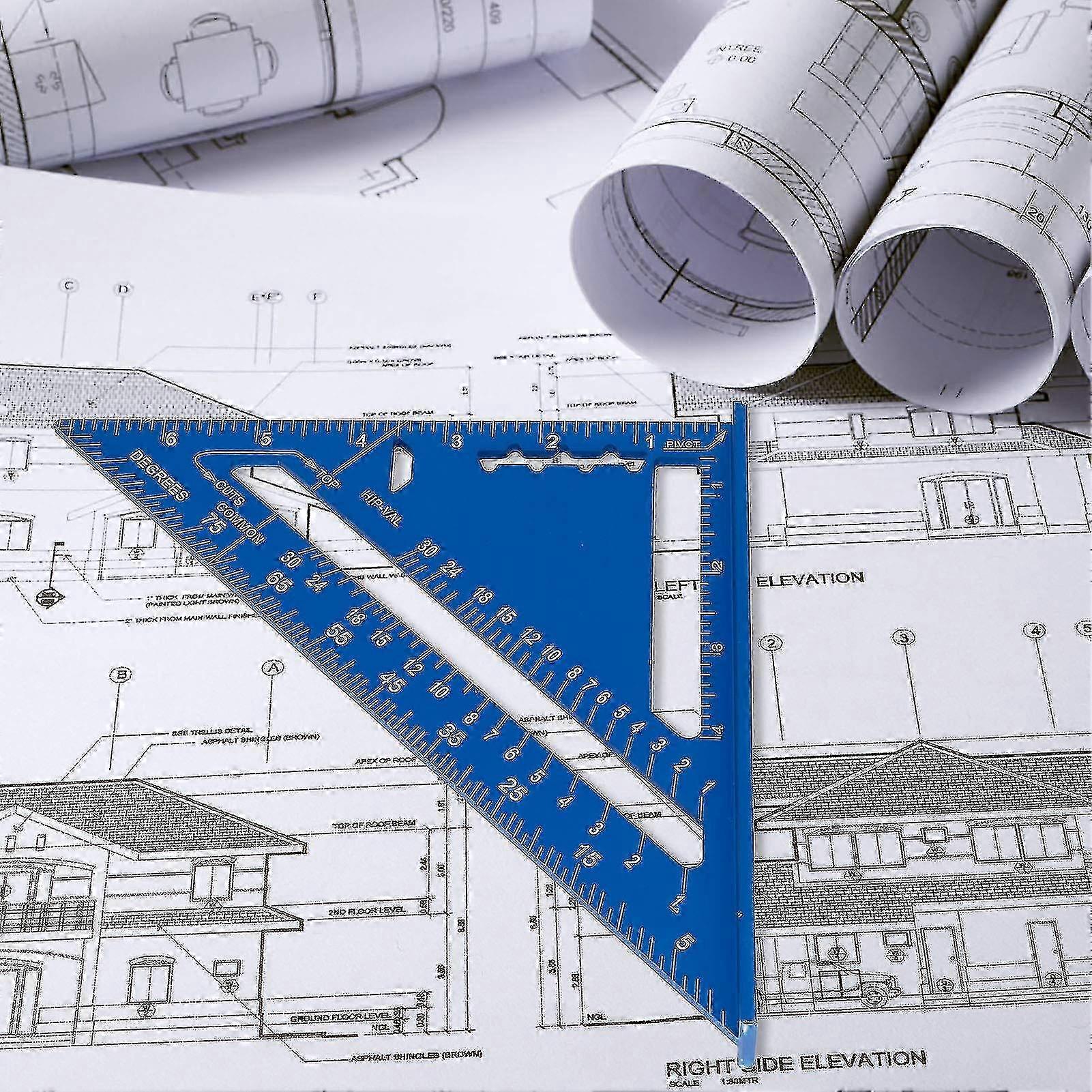 7 Inch Triangle Ruler, Blue Triangle Ruler, High Precision Aluminum ...