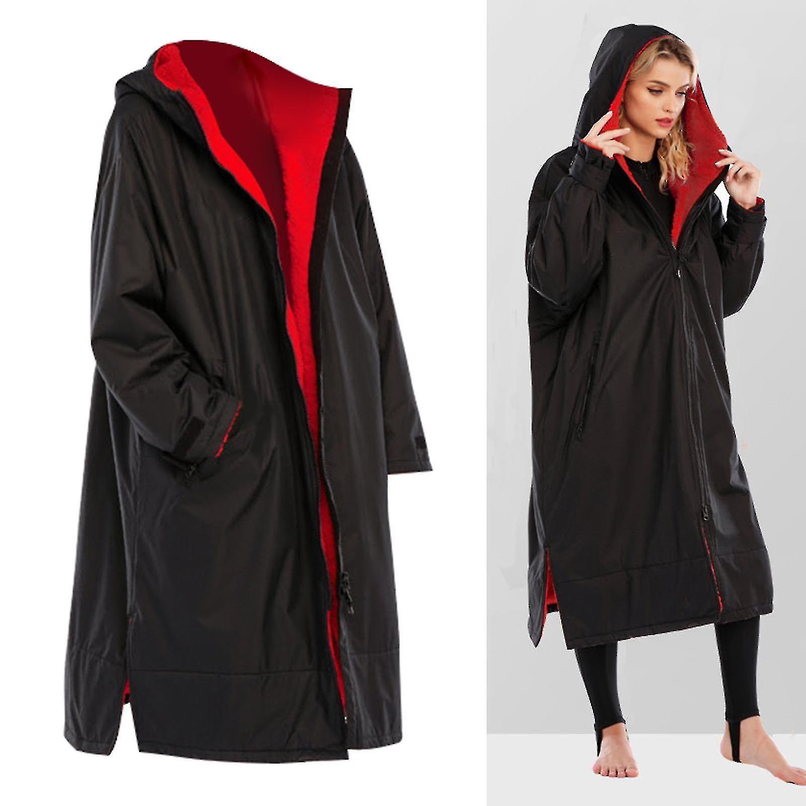 Waterproof Surf Changing Robe Outdoor Coat Jacket Hooded Cloak Black ...