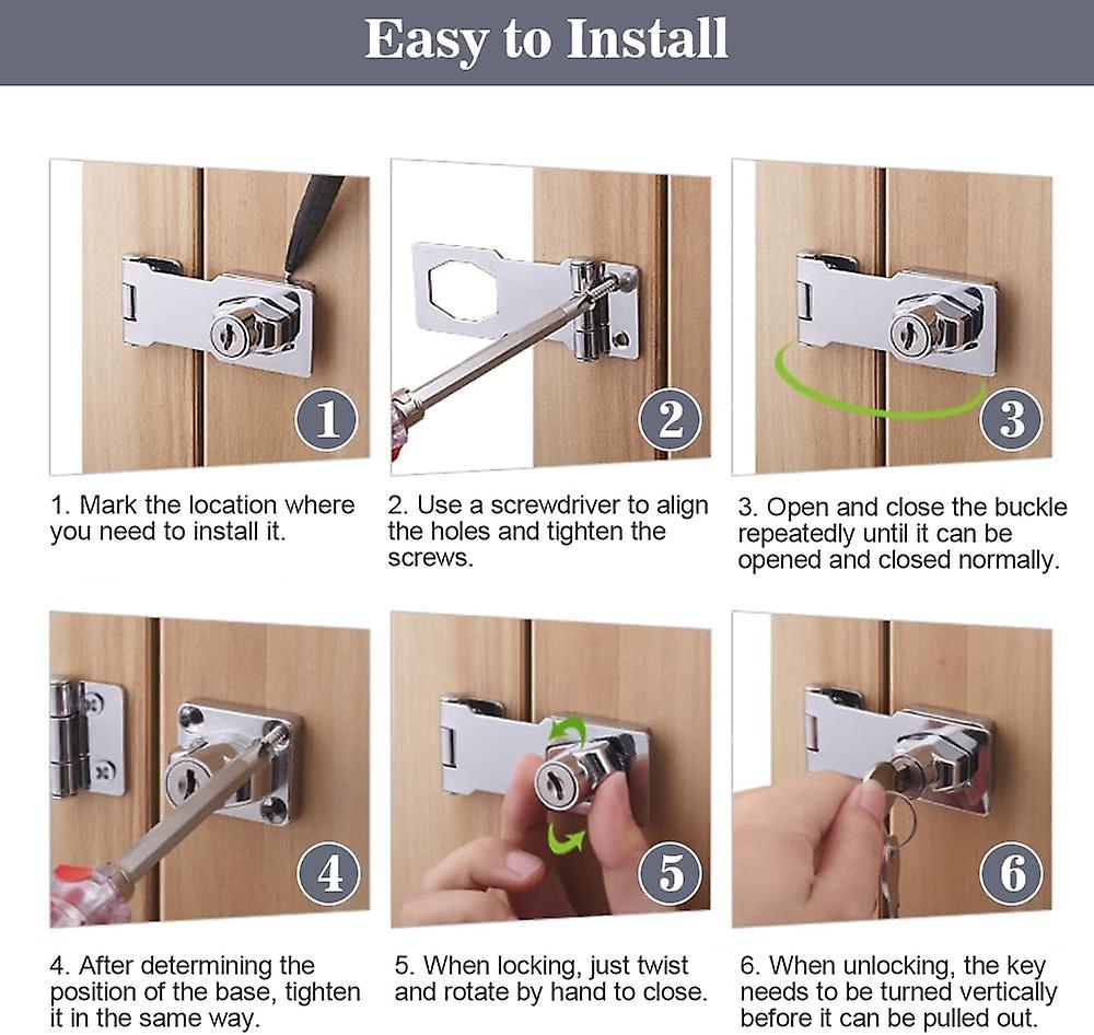 (3 Inch) Keyed Hasp Lock Hasp and Staple with Padlock, Heavy Duty Shed ...