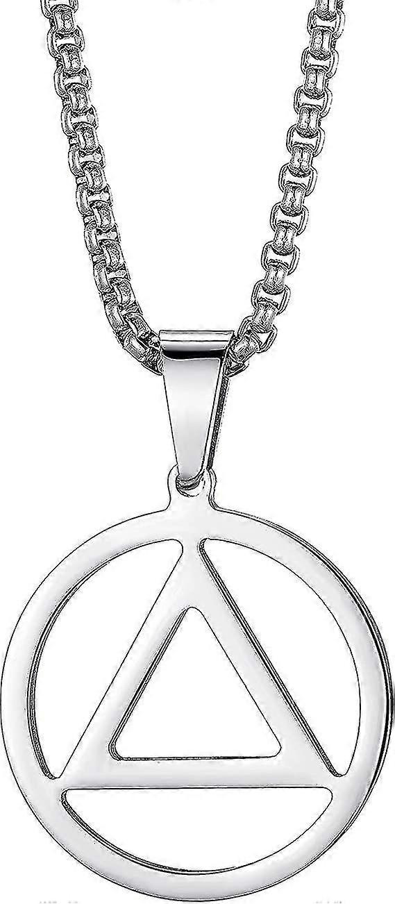 Necklace For Men Stainless Steel Aa Recovery Triangle Necklace Sobriety ...