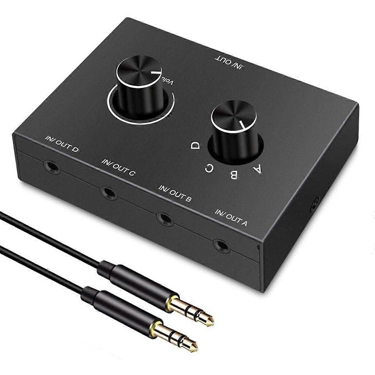 4 Way 3.5mm Jack Audio Switcher Stereo Bi-Directional Audio Switch ...