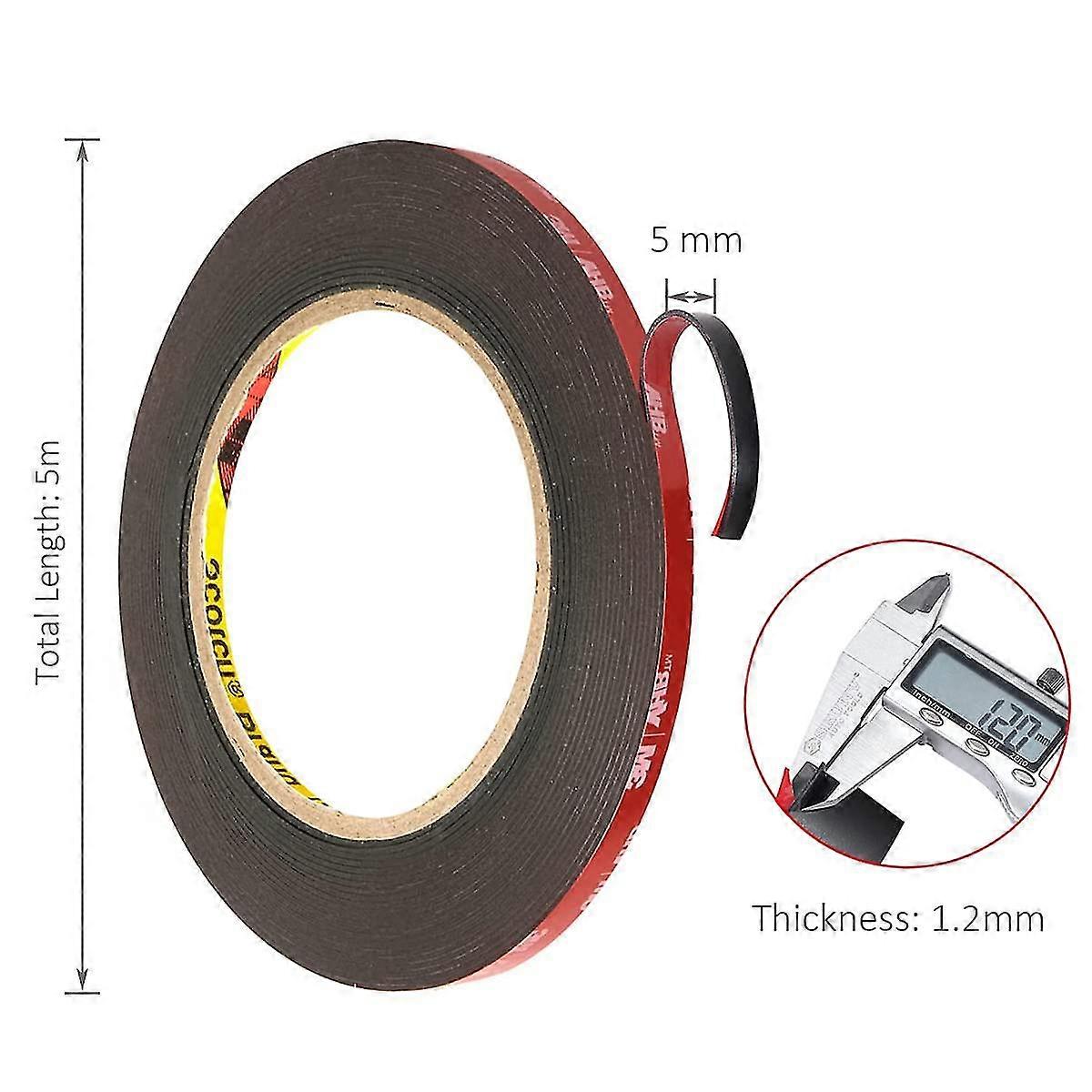 2pcs 3m Vhb Extra Strong Double Sided Adhesive Tape 3m X 5mm Black ...
