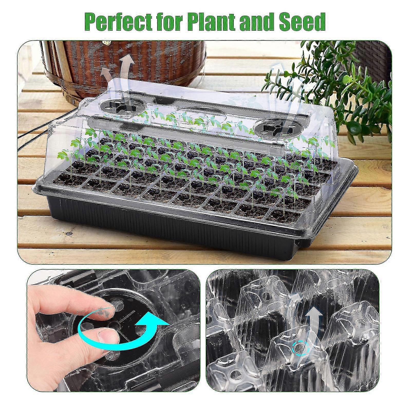 Plant Seed Starter Trays With Grow Lights - 80 Cells Grids For ...