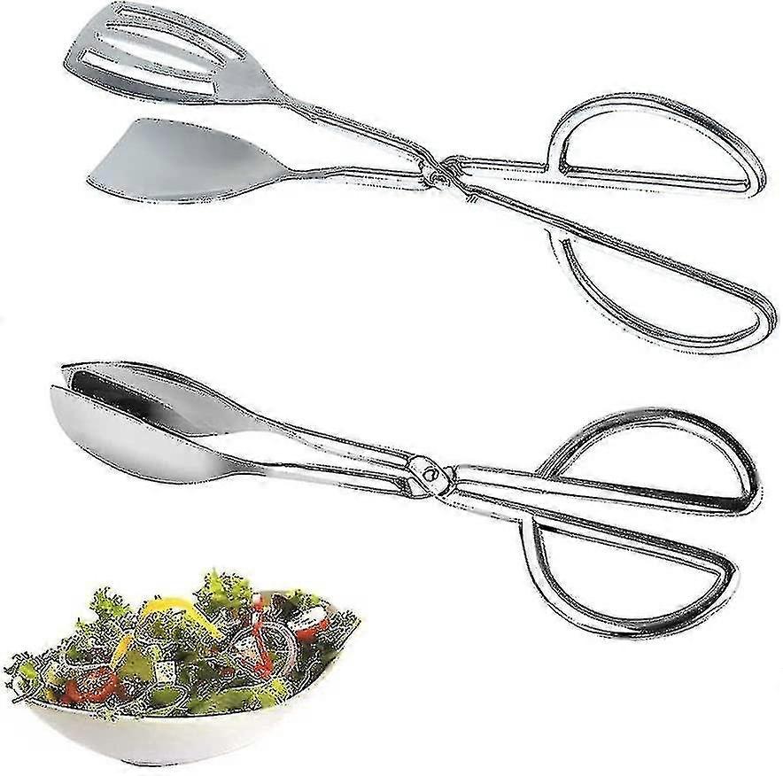 Stainless Steel Kitchen Tongs, 2 Pieces Stainless Steel Salad Tongs ...