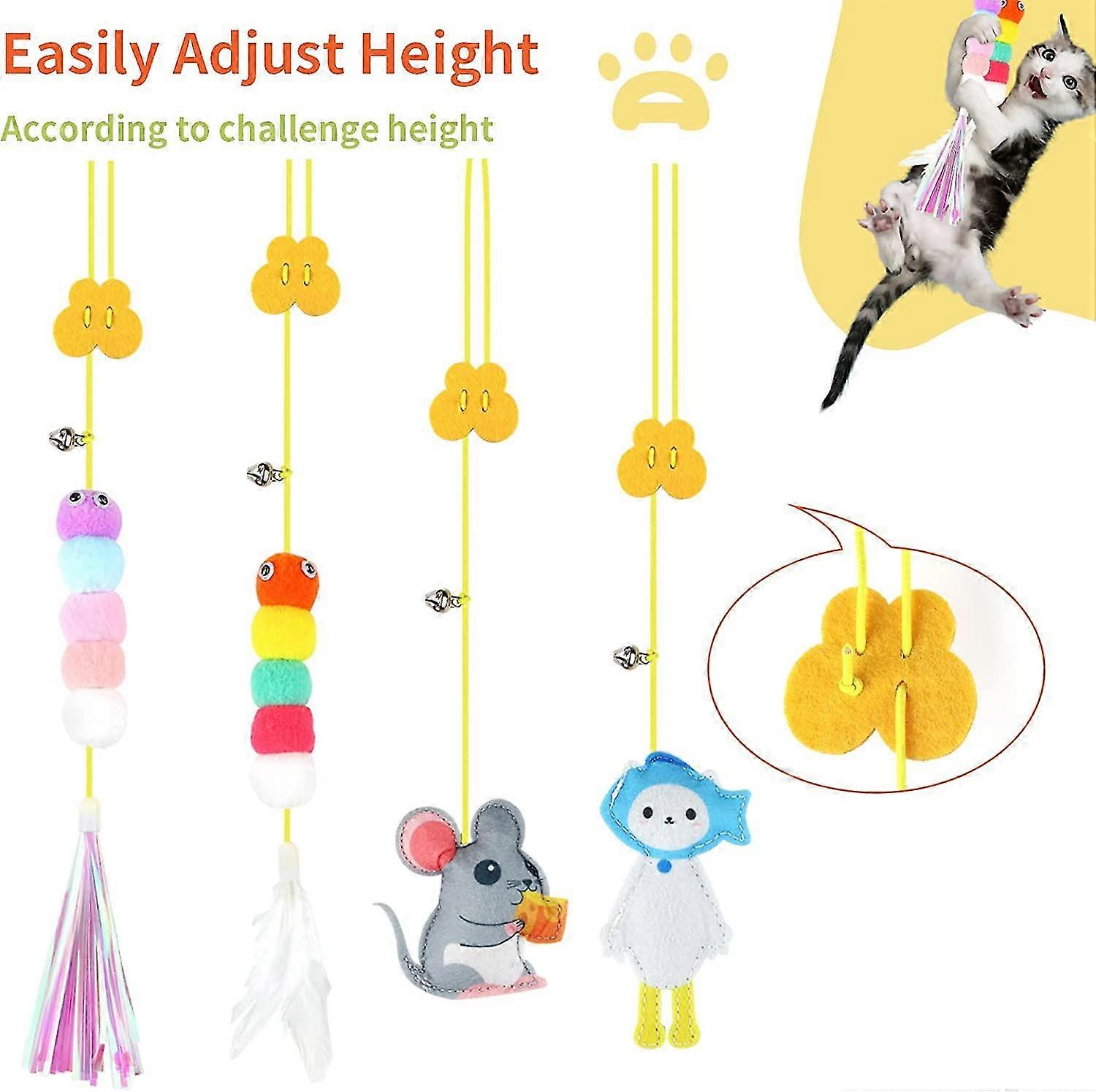 Door Hanging Cat Toy, 4 Pcs Cat Toys Interactive For Indoor Cats, Jumpy ...