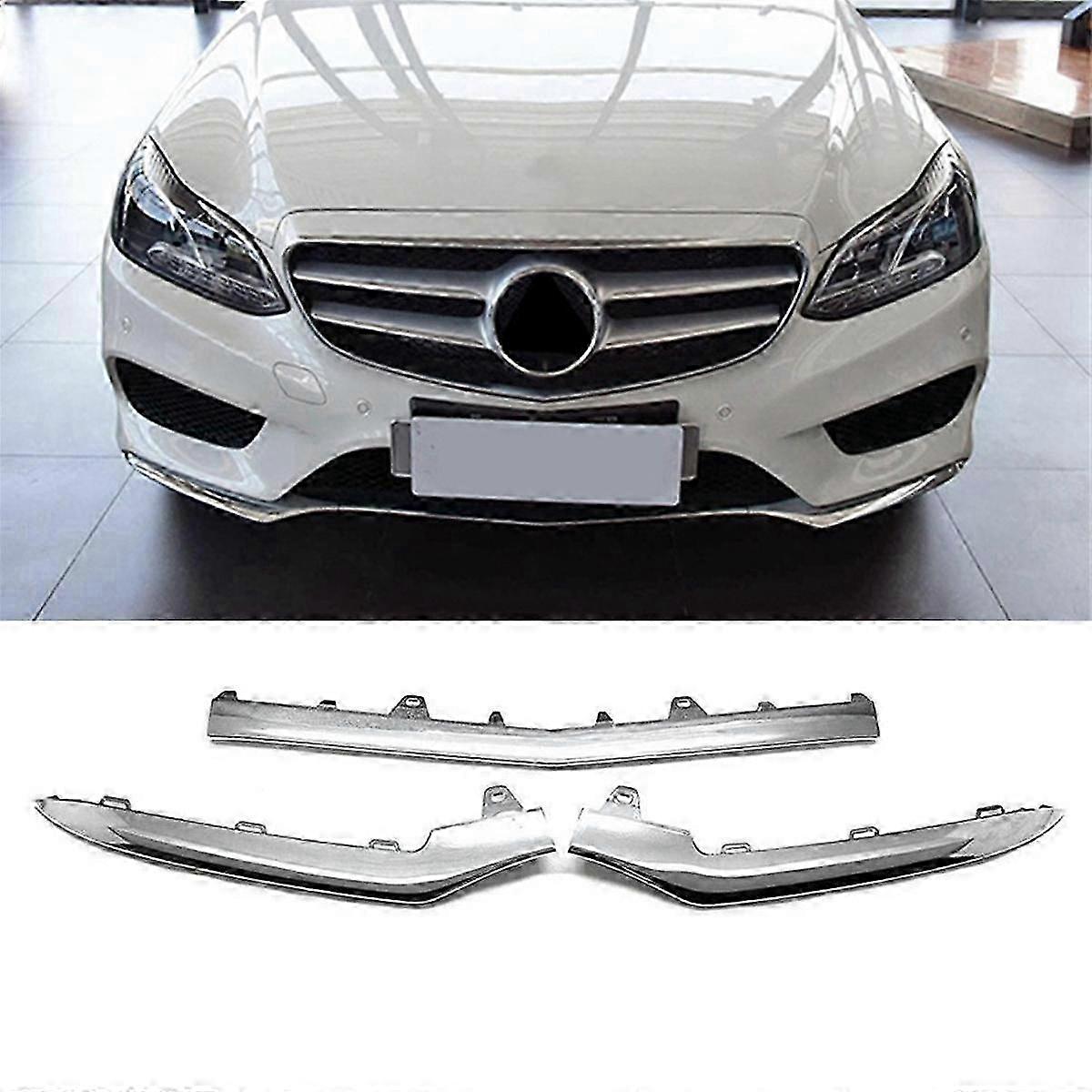 3Pcs Chrome Front Bumper Moulding Lip Trim Strip compatible with E ...