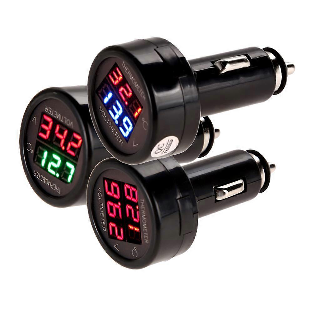 2 In 1 12V 24V Car Volt Meter Auto LED Digital Voltmeter Gauge ...
