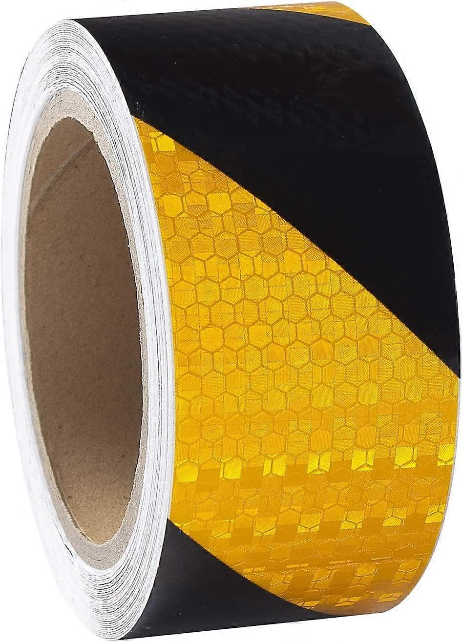 Yellow and Black Reflective Tape 10m x 5cm Waterproof Warning Tape Conspicuous for Vehicles ...