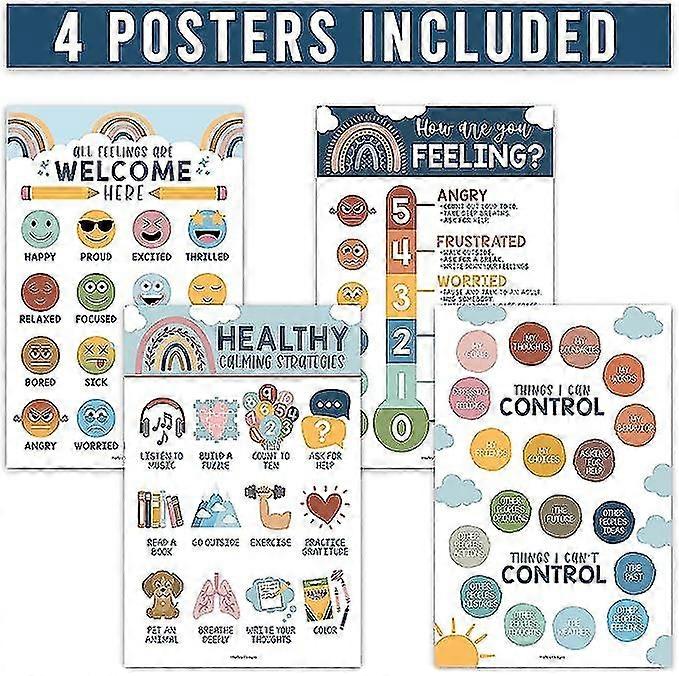 4 Boho Feelings Chart For Kids Learning Posters For Walls - List Of ...