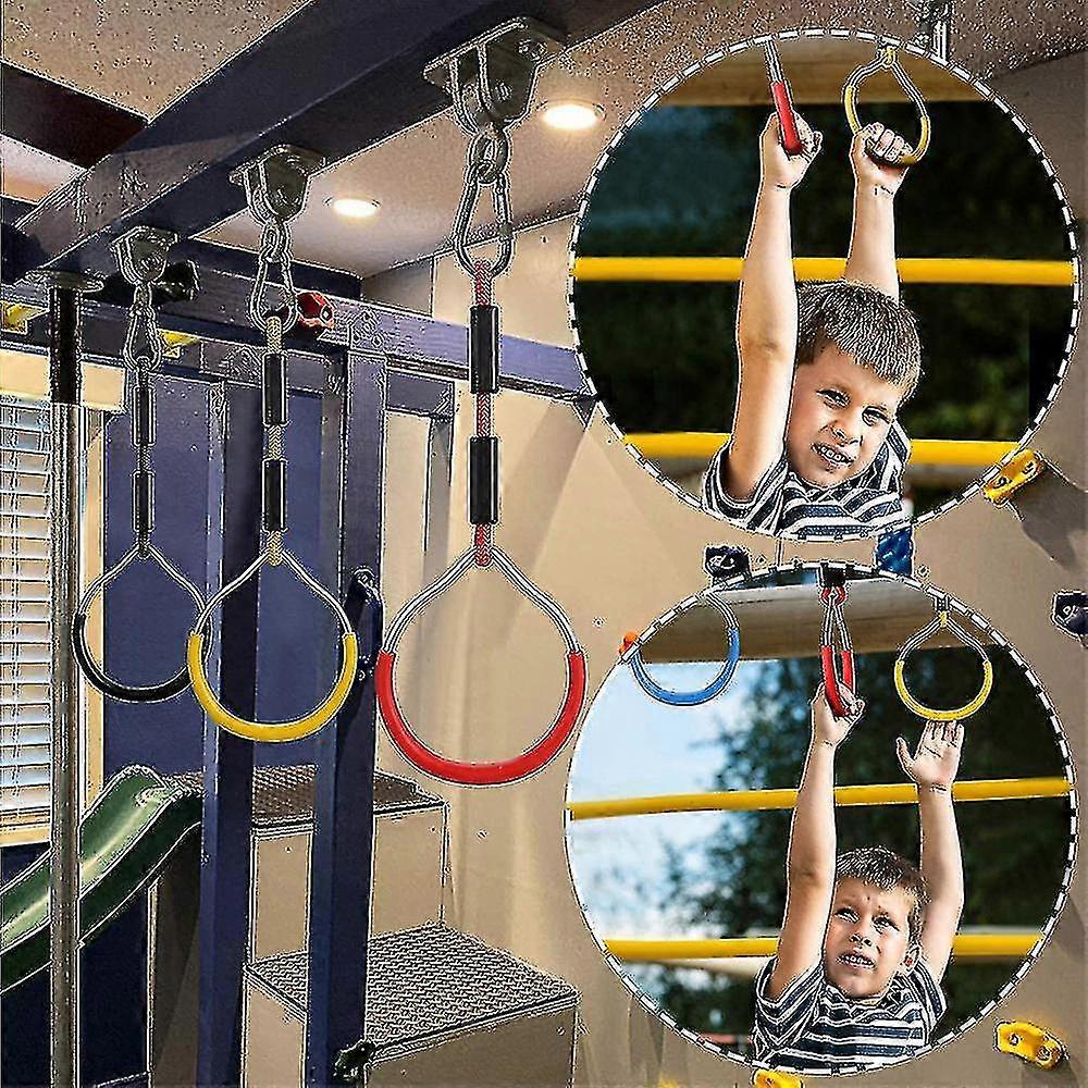 Colorful Swing Gymnastic Rings - 4 Pack Outdoor Backyard Play Sets ...