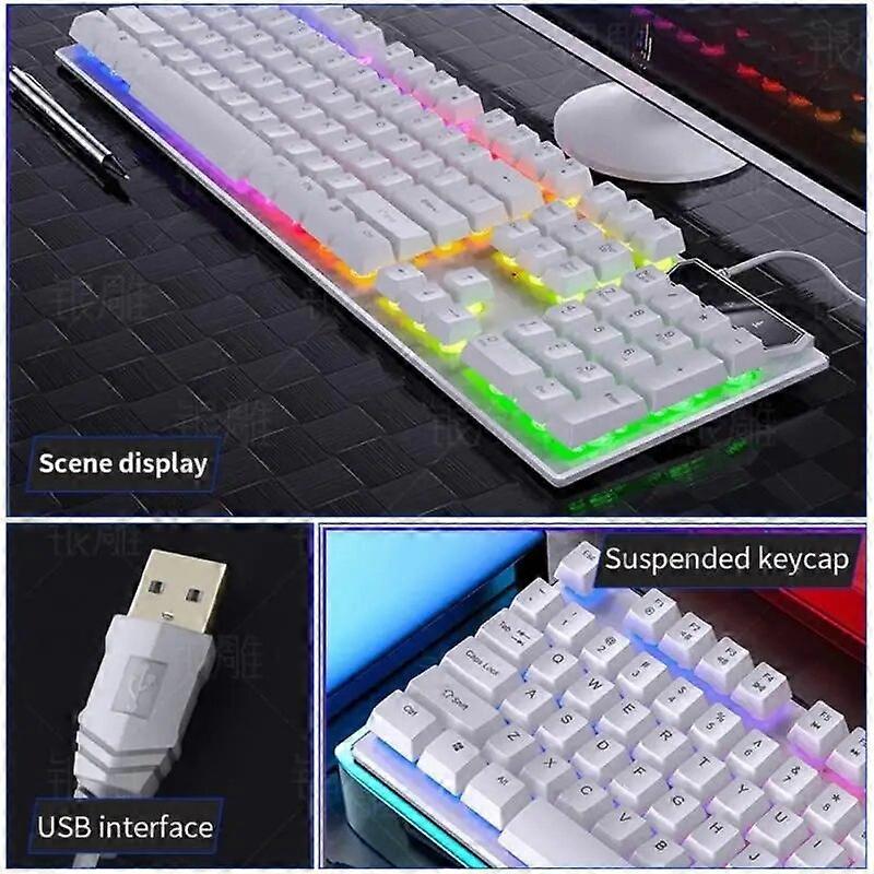 104Keys LED Backlit USB Gaming Keyboard Mechanical Feeling Wired ...
