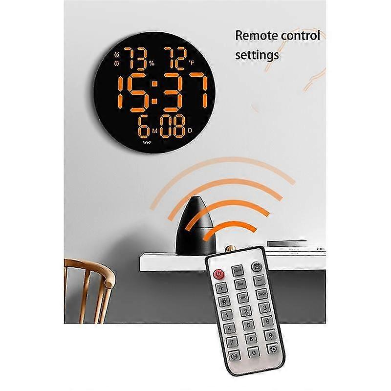 10inch Digital Wall Clock With Remote Control Temp Humidity Date Week ...