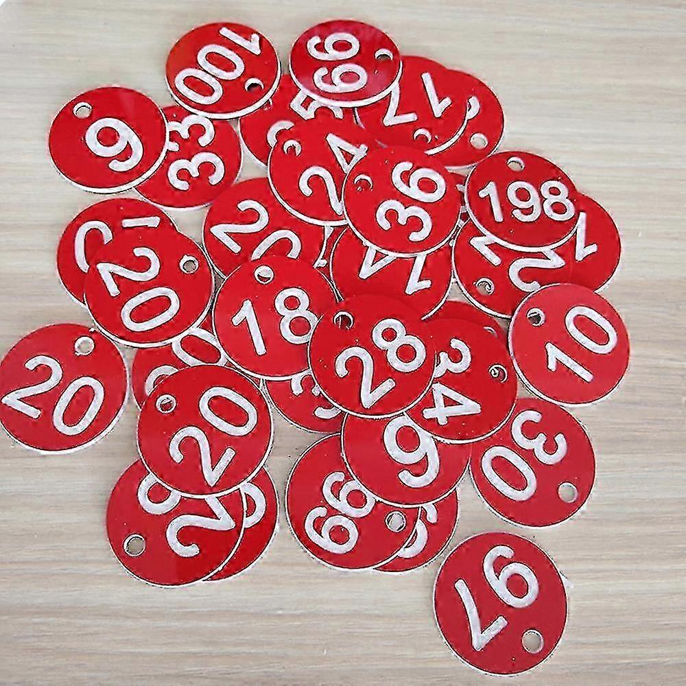 100pcs Colored Plastic ID Tags with Engraved Numbers 1-100 for Key Ring ...