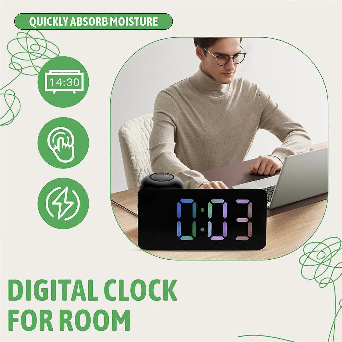 Rainbow Colored LED Digital Alarm Clock,Snooze, Adjustable Volume, Easy Operation, Outlet ...