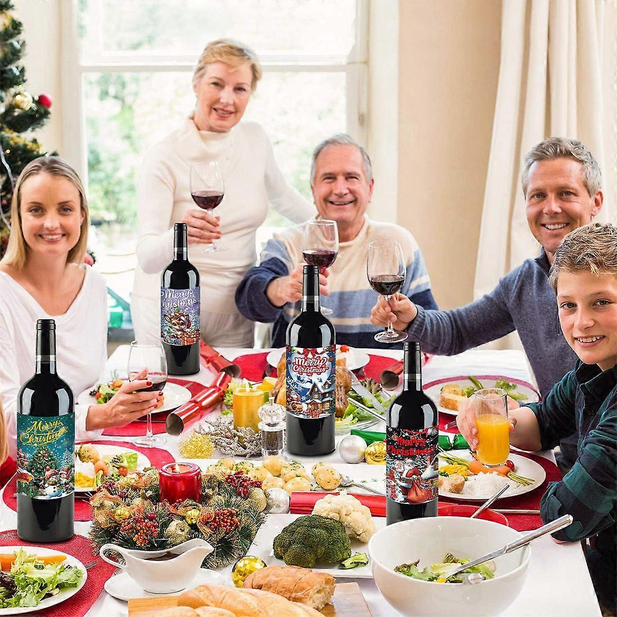 2025 New Christmas Party Wine Bottle Stickers, Christmas Party Wine ...