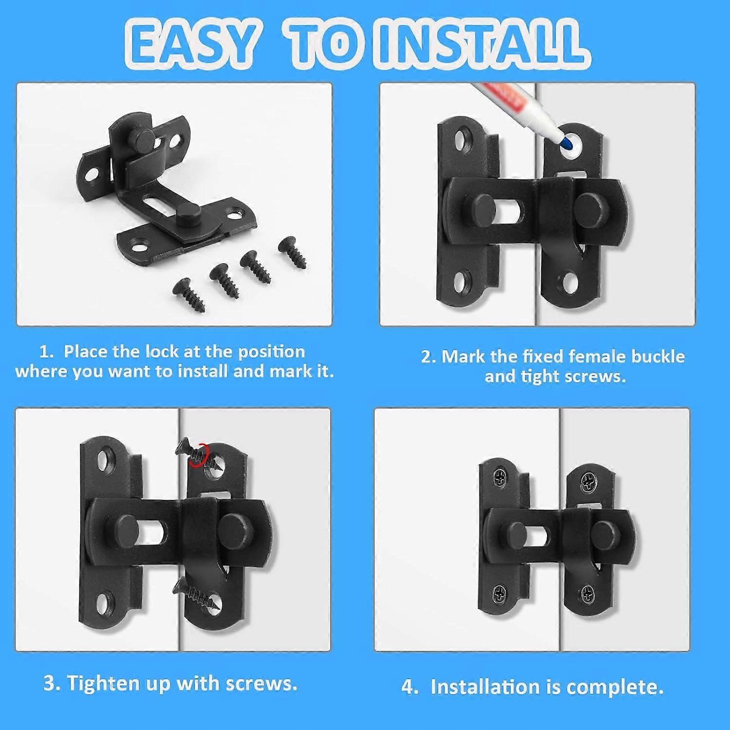 Flip Door Sliding Latch, 90 Degree Stainless Steel Latch Heavy Duty ...