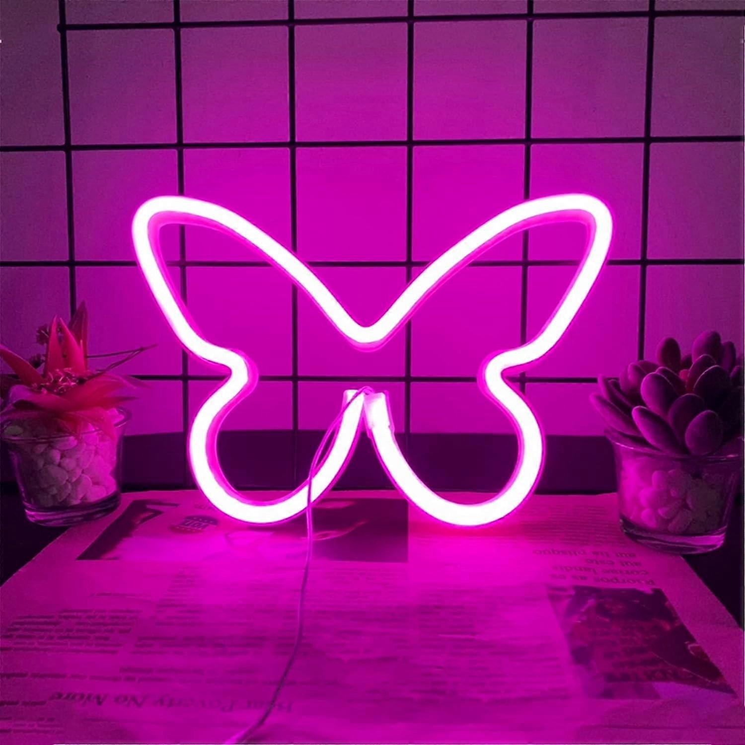 Butterfly Neon Light Pink Neon Sign Neon Wall Light USB or Battery ...