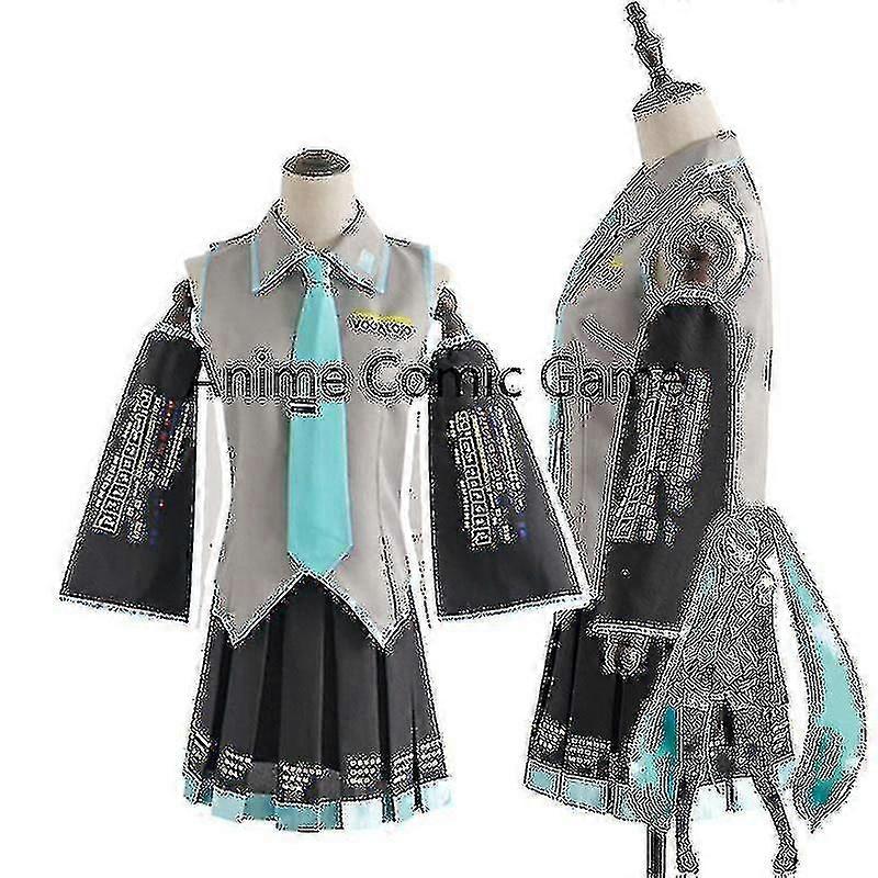 Vocaloid Miku Cosplay Wig Costume Japan Midi Dress Beginner Future Miku ...