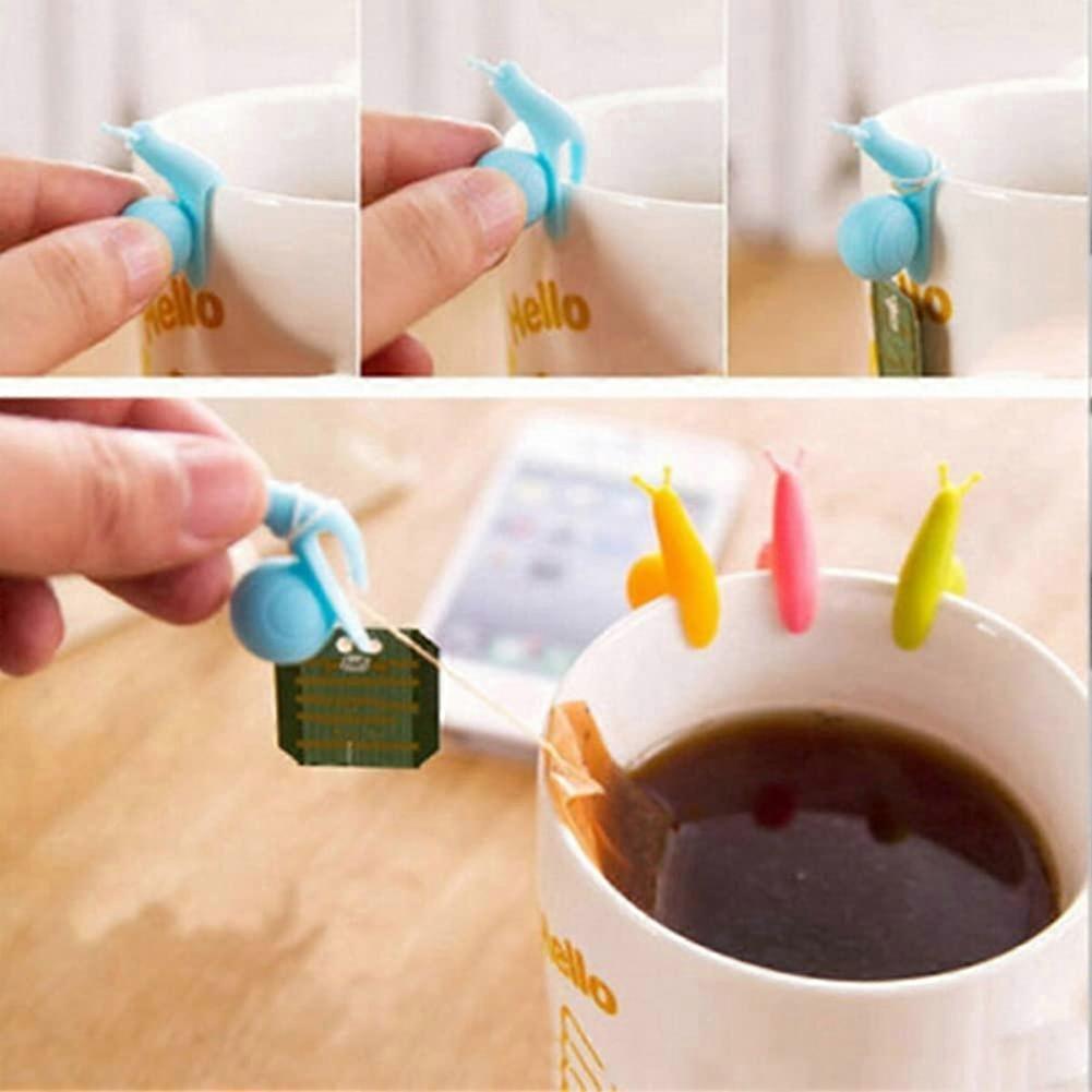 5pcs Cute Snail Shape Silicone Tea Bag Holder Cup Candy Colours Gift ...