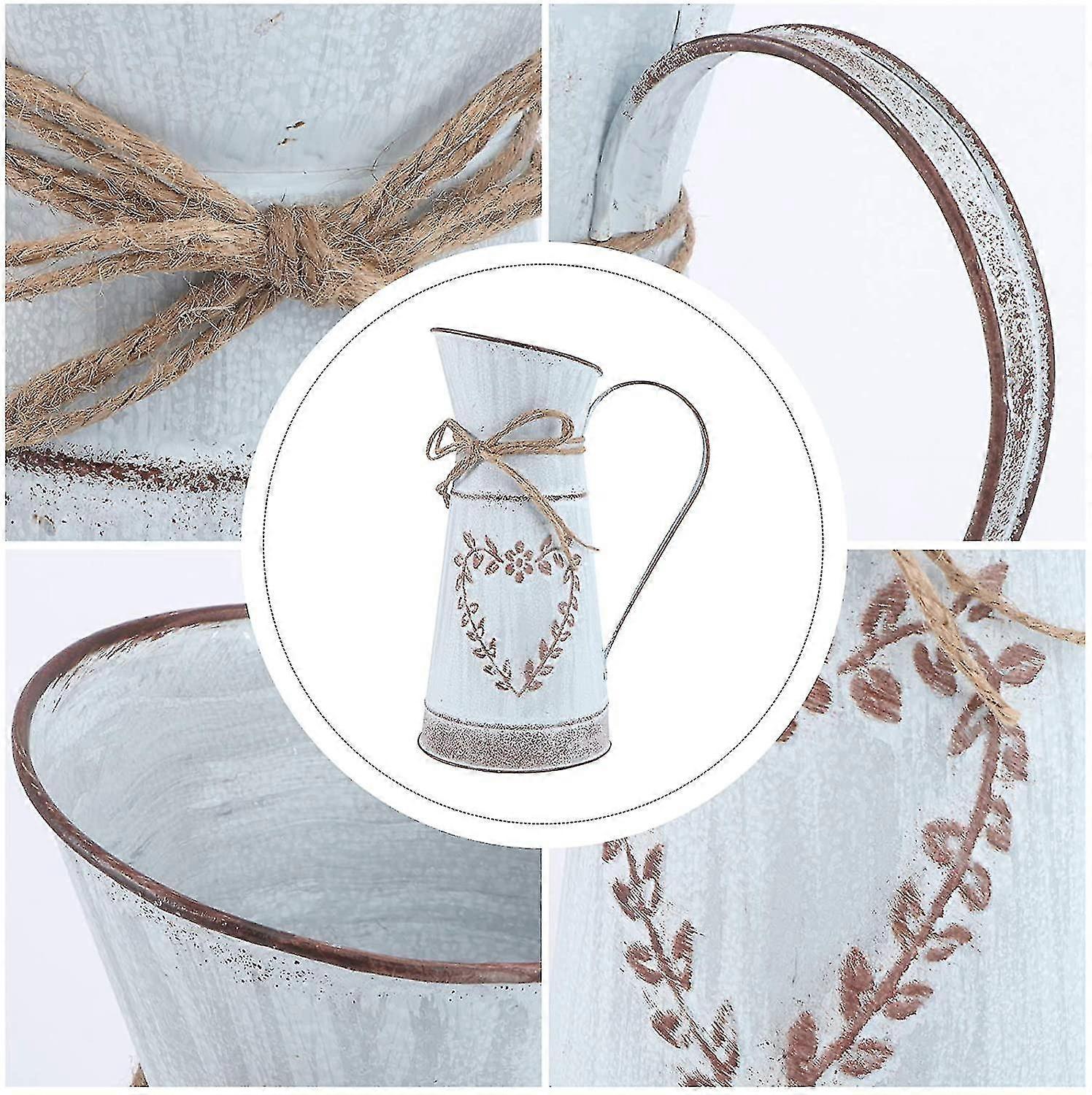 Metal Flower Vase, Rustic Jug Vintage Vases With Heart Design,10*21 Cm ...