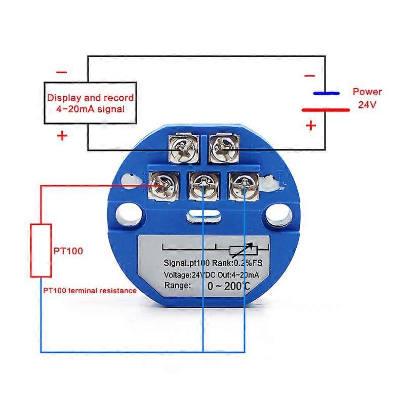 PT100 to 4-20mA 0-600 Celsius Thermal Resistance Converter RTD Input 4 ...