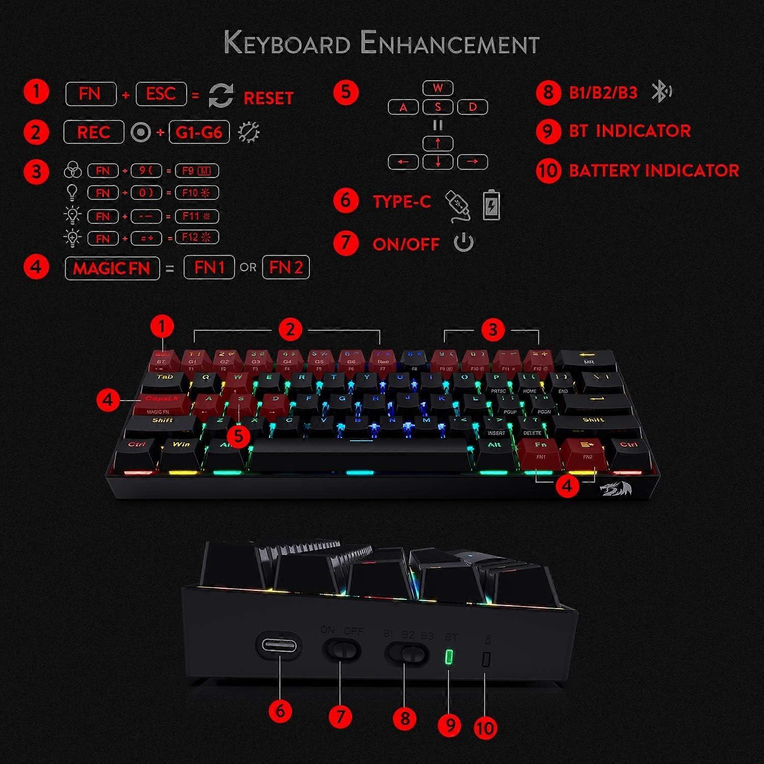 RGB Backlight Gaming Keyboard, Wireless Mechanical Keyboard for Gamers ...