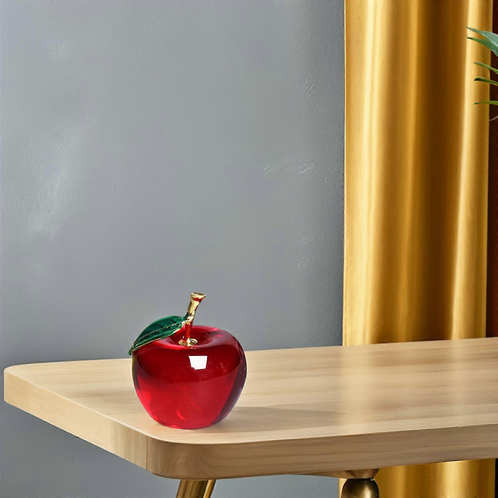 Water Crystal Apple Sculpture for Decor 2Pcs Glass Fruit Figurine ...